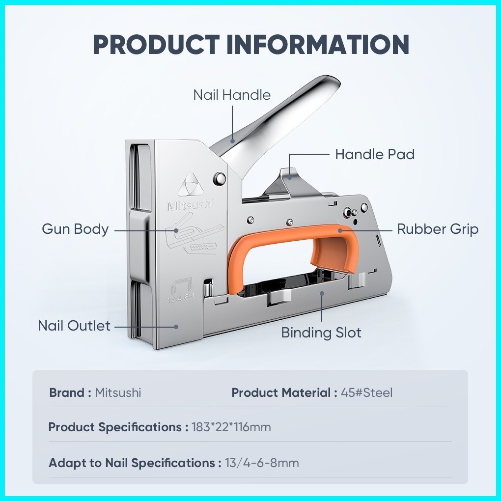 【FREE GIFTS】Mitsushi Staple Gun Tacker Heavy Duty/Steel Staple Gun/Gun ...