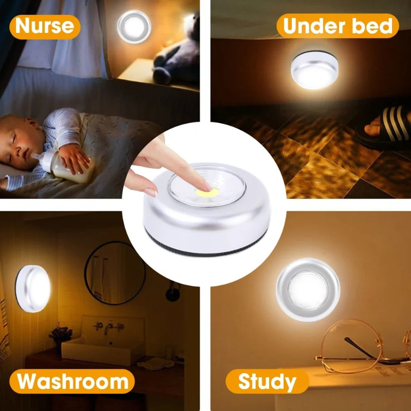 LED Mini Touch Night Light - Battery Powered Wireless Wall Lamps - for ...