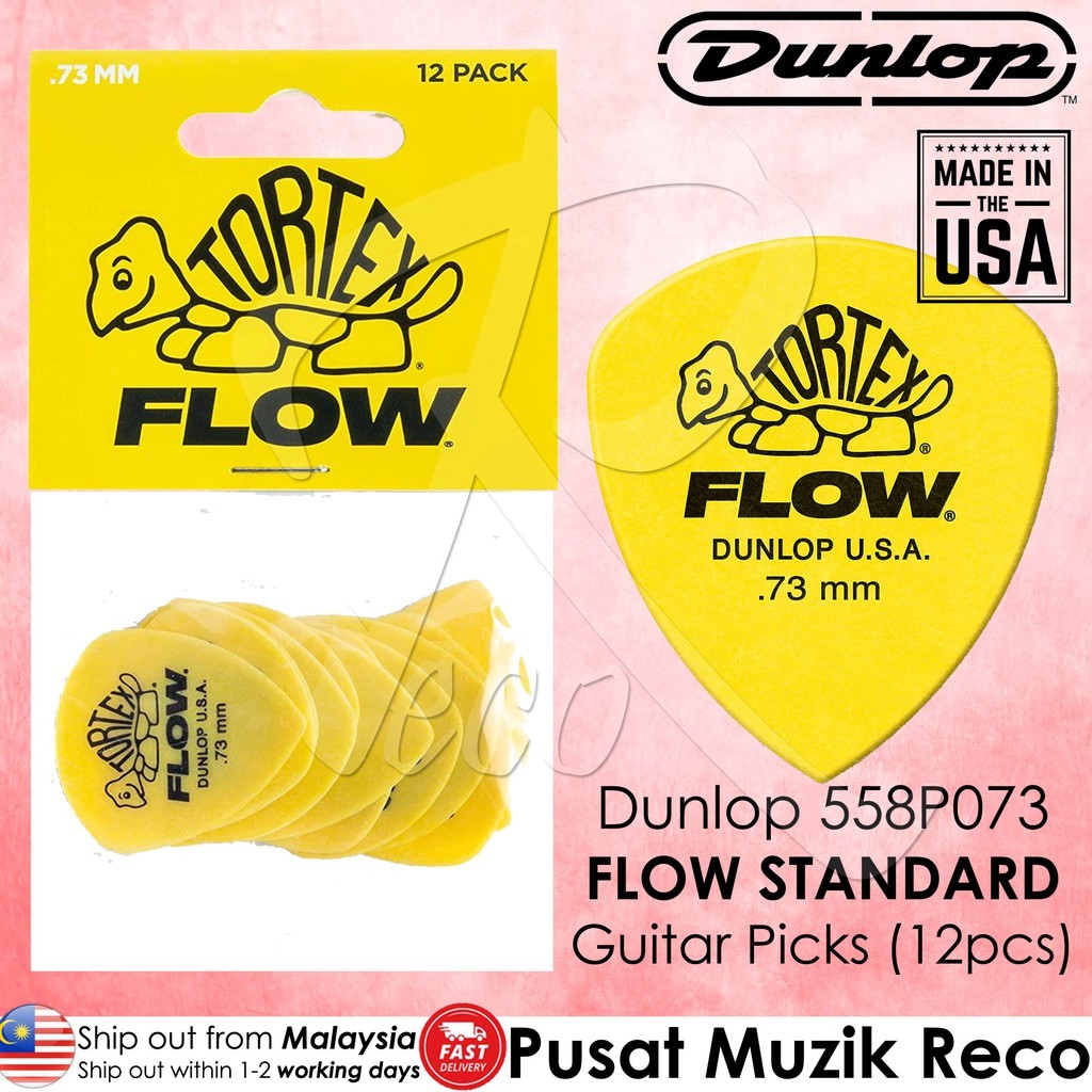 Dunlop 558P.73 Tortex Flow Standard 0.73mm Guitar Pick (6/12) Bass ...