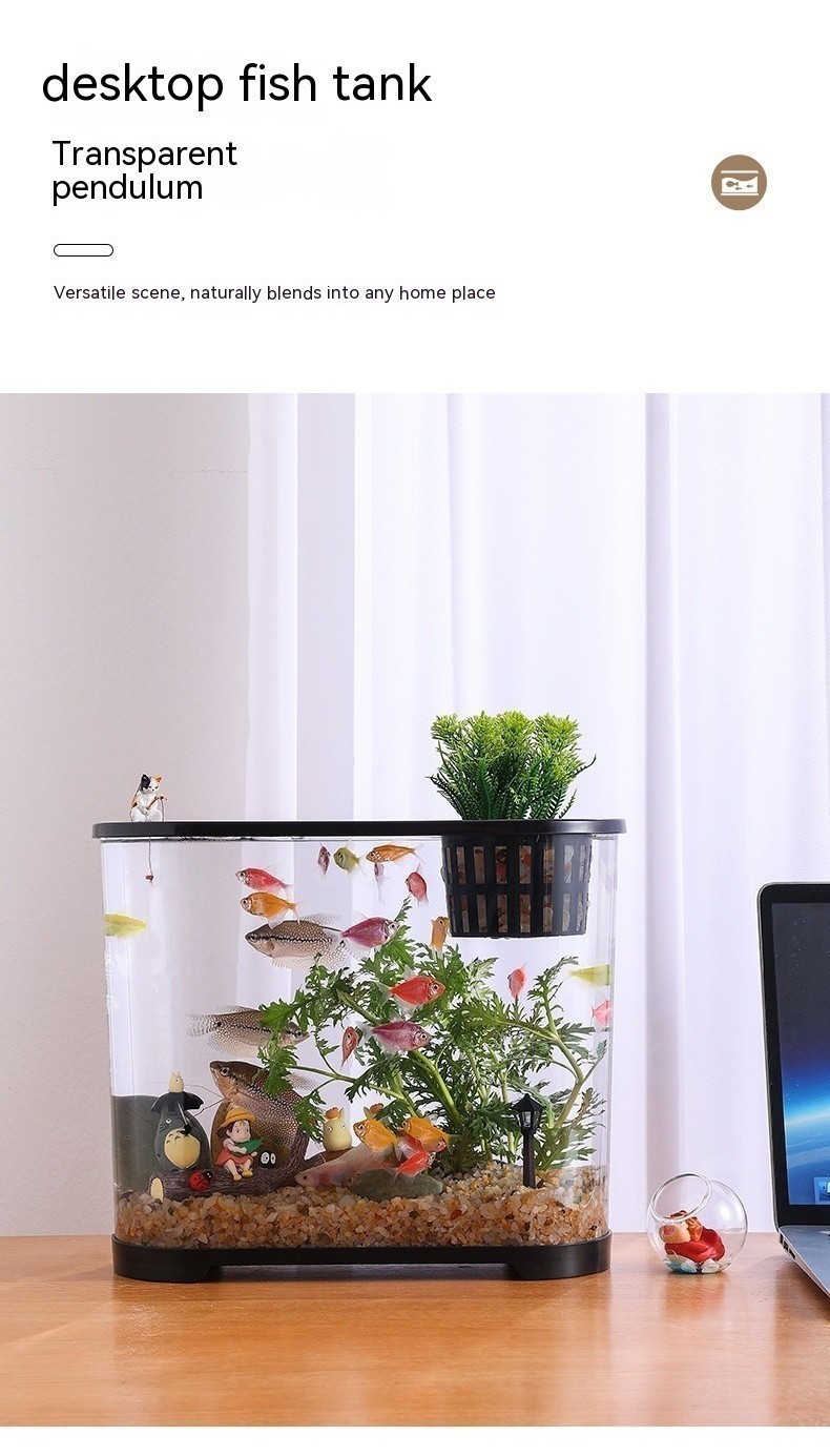 Acrylic Desktop Fish Tank Mini Aquarium HD Transparent Betta Tank Guppy ...