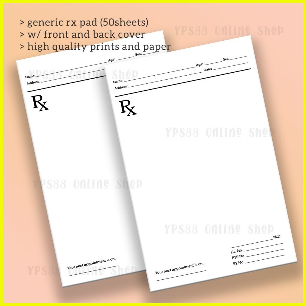 ∆ ☸ ⭐ RX Pad / Prescription Pad / Generic Quality Paper & Prints ...