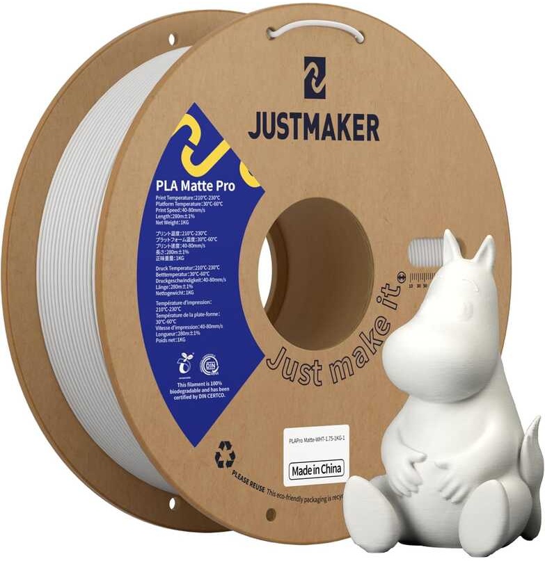 matte JUSTMAKER PLA printer filament, upgraded cardboard spool, printed ...
