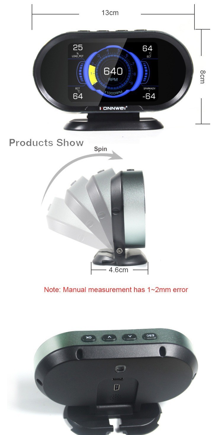KONNWEI KW206 OBD2 HUD Head Up Display Car OBD2 Scanner Fuel ...