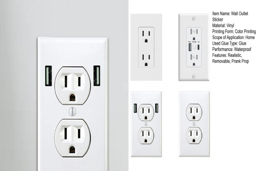 Fake Wall Outlet Prank Realistic Electrical Socket Decal Realistic Fake ...