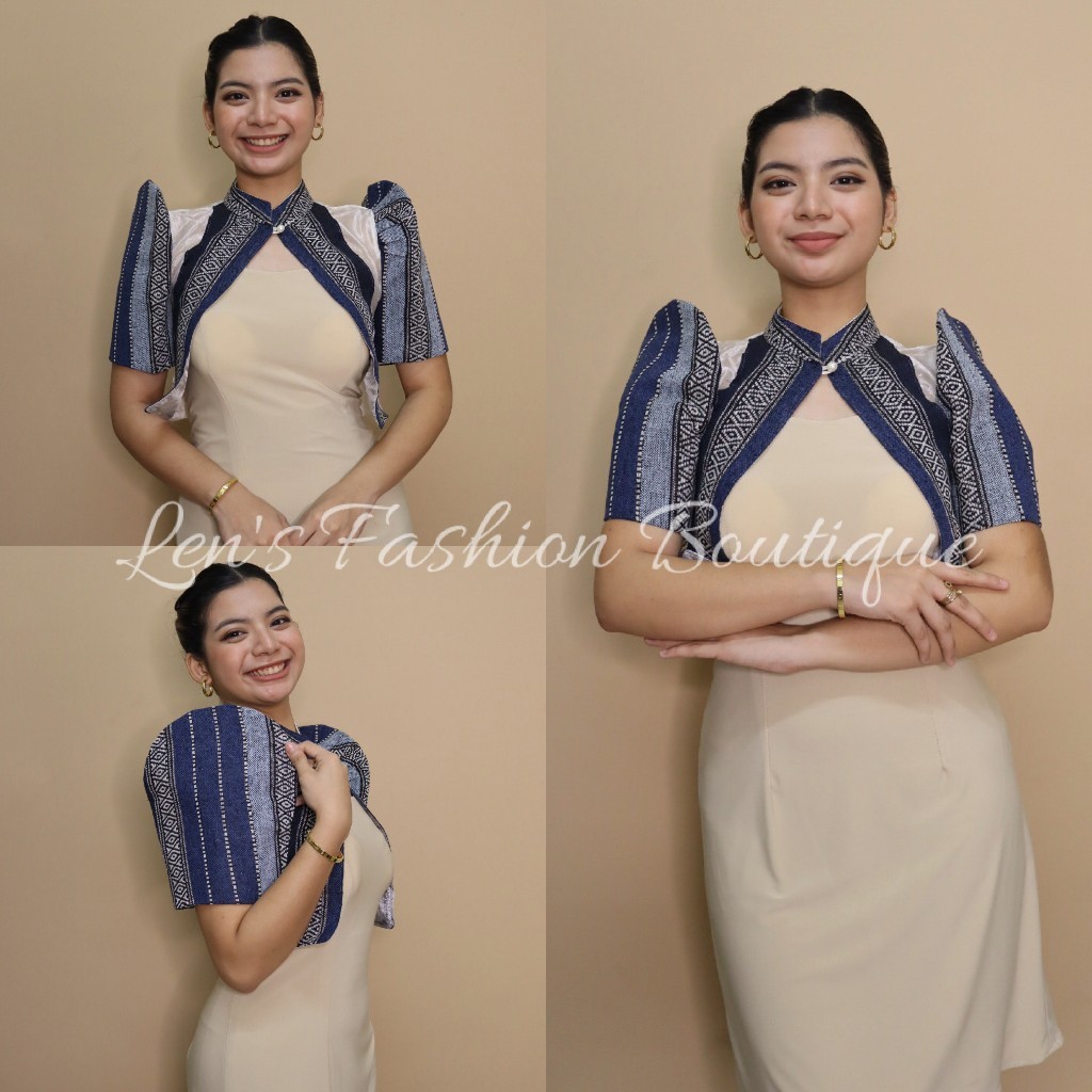 MODERN FILIPINIANA ETHNIC DESIGN BOLERO (DARK BLUE) | Shopee Philippines