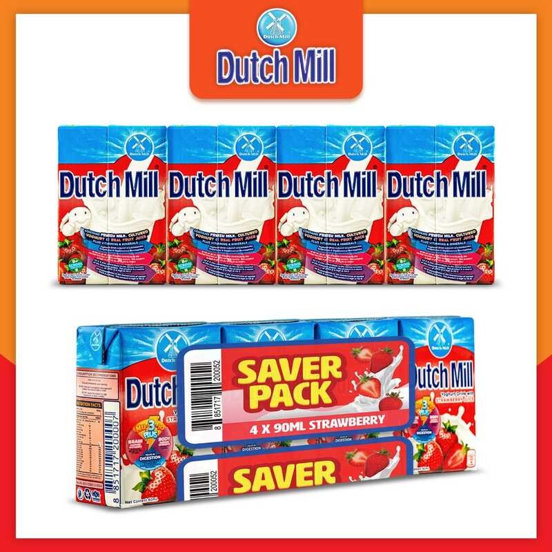 Dutch Mill UHT Yoghurt Drink Strawberry Saverspack 90Ml X 4 Brick ...