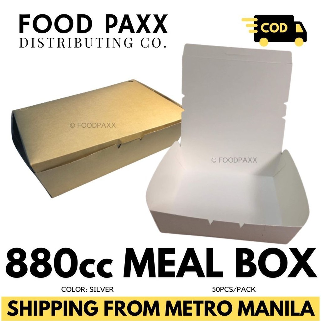 [50PCS] Half Chicken 880cc Laminated Paper Meal Box Silver or White ...