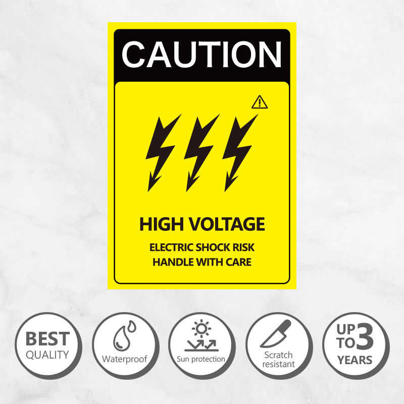 High Voltage PVC Warning Sticker Adhesive Labels Electrical Shock ...
