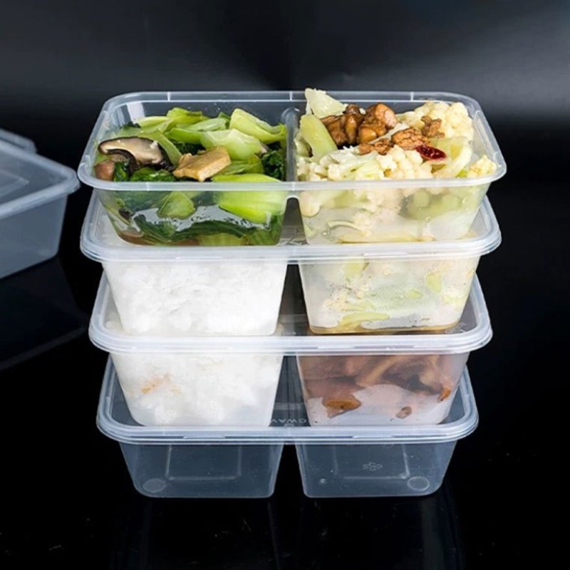 50pcs Disposable Lunch Box 2/3/4/5 Grid Partition Takeaway Packaging ...