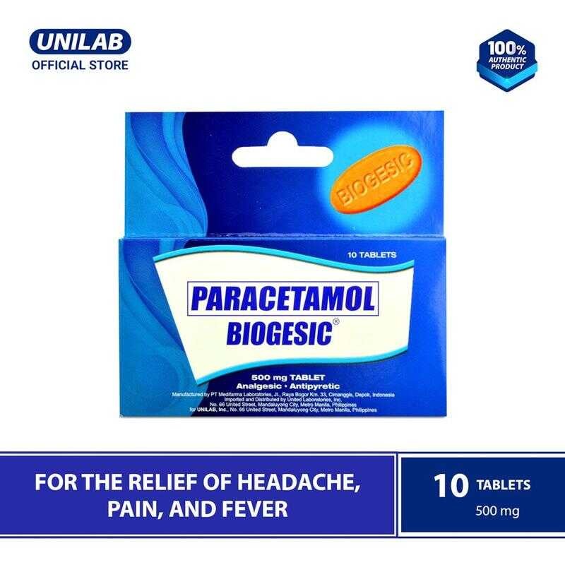Unilab Biogesic 10 Tablets - 500Mg Paracetamol For Quick Relief Of ...