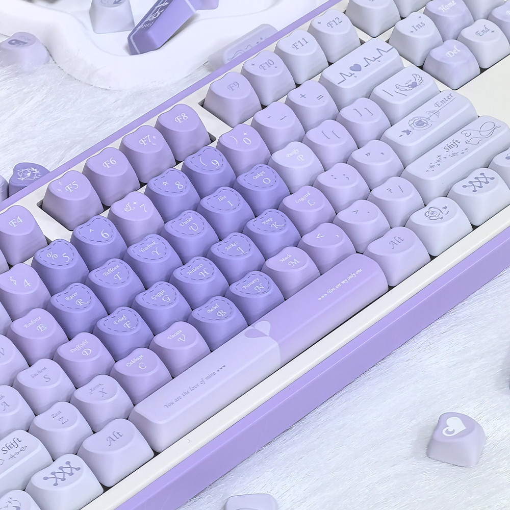 【Unique Heart Design】Purple Gradient Heart Keycap PBT Dye Sublimation ...