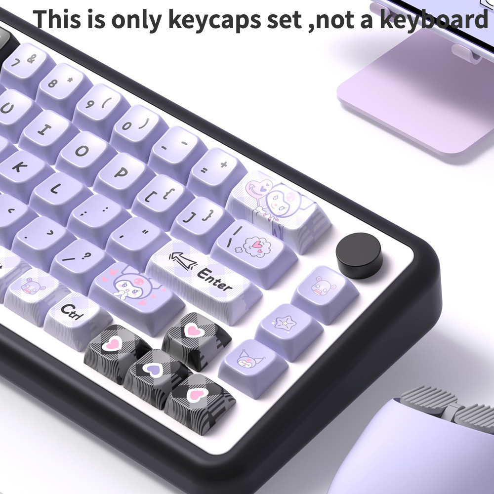 Kuromi Cute Pass Black Pink Purple Keycaps MDA Height Alice Alice 80 ...