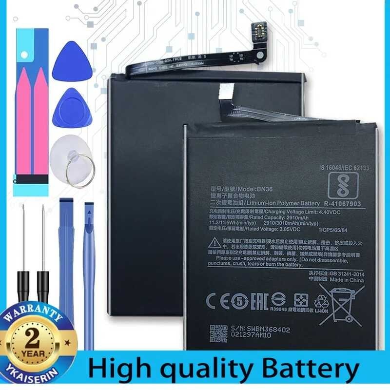 Mobile Phone Batteries Xiao Bn36 BN 36 2910Mah For Xiaomi 6X Mi6x Mi A2 ...