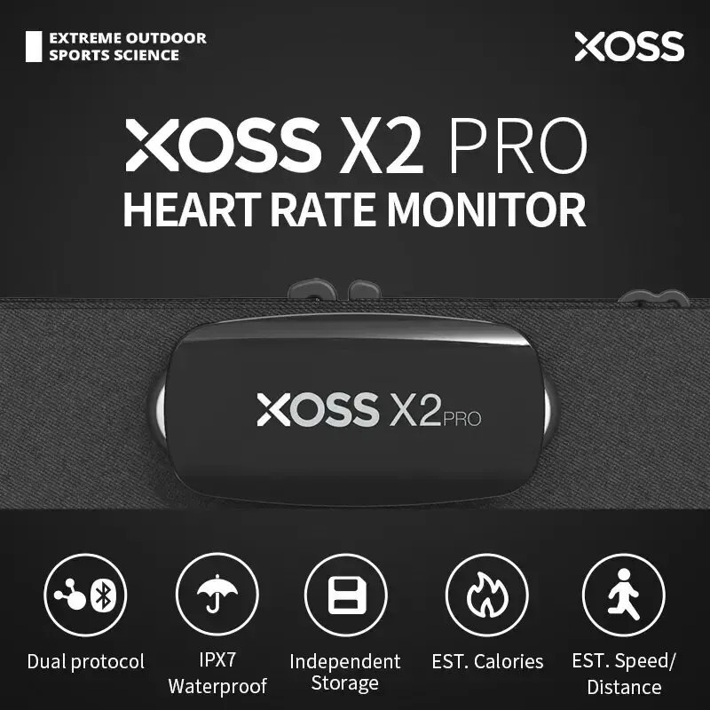 XOSS X2 Pro Chest Strap Heart Rate Sensor IPX7 Waterproof Monitor ...