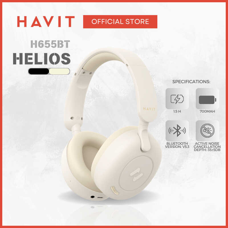 Havit Helios H655BT Hybrid Active Noise Cancelling Wireless Headphones [UNK] Black and Beige ...