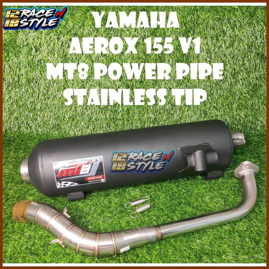 ☸ MT8 PIPE YAMAHA AEROX 155 v1 STAINLESS TIP POWER PIPE ORIG THAILAND ...