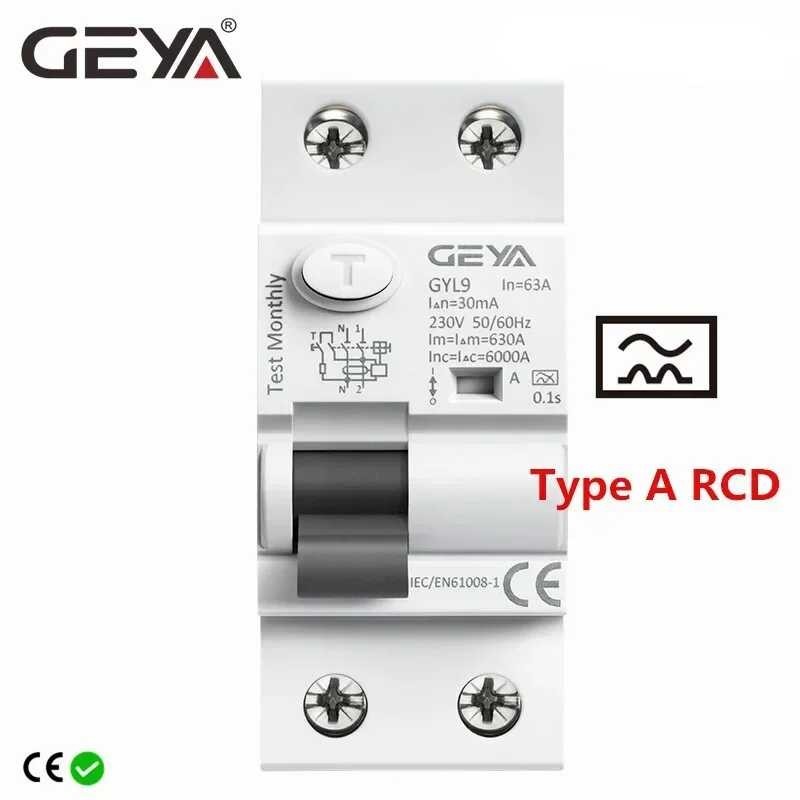 GEYA Type A RCD Electromagnetic Residual Current Circuit Breaker AC ELCB 2 Pole 40A 63A 30Ma 100 ...