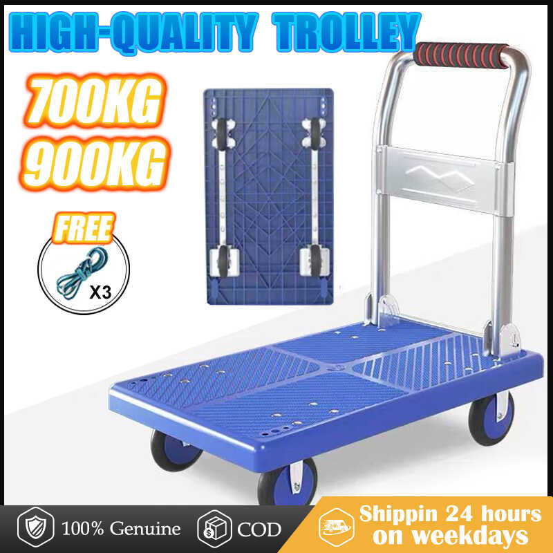 Wheels Trolley 1000Kg Hand Trucks Push Cart Heavy Duty Foldable 1000Kg Aluminum Multifunctional ...