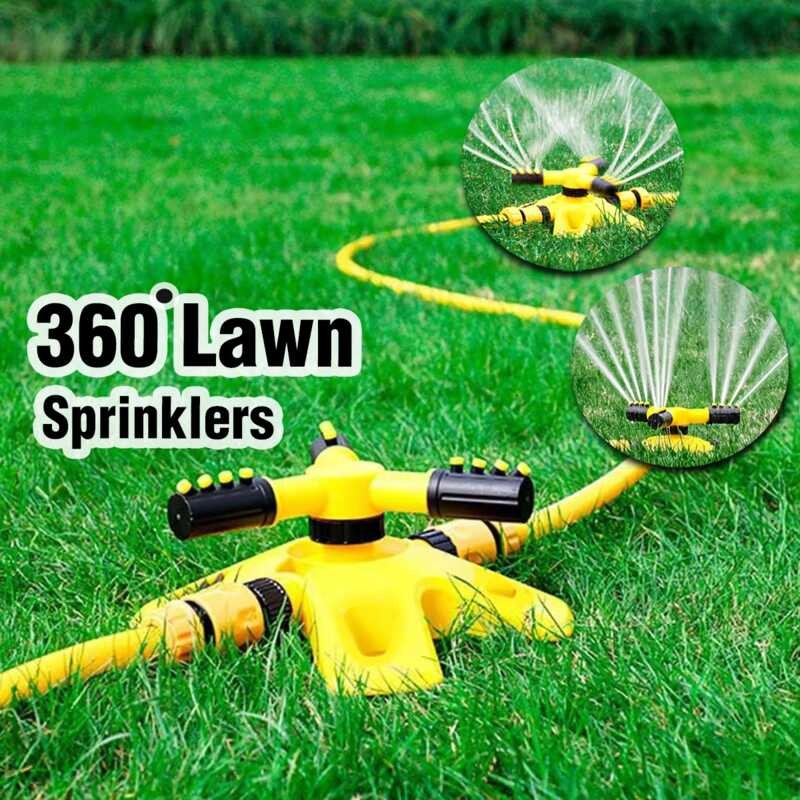 360 Degree Automatic Garden Sprinklers Watering Grass Lawn Rotary ...
