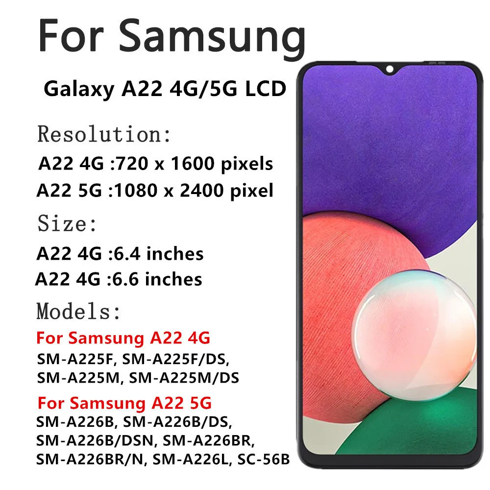 MOLED For Samsung Galaxy A22 4G LCD A225 SM-A225F LCD Display Touch ...