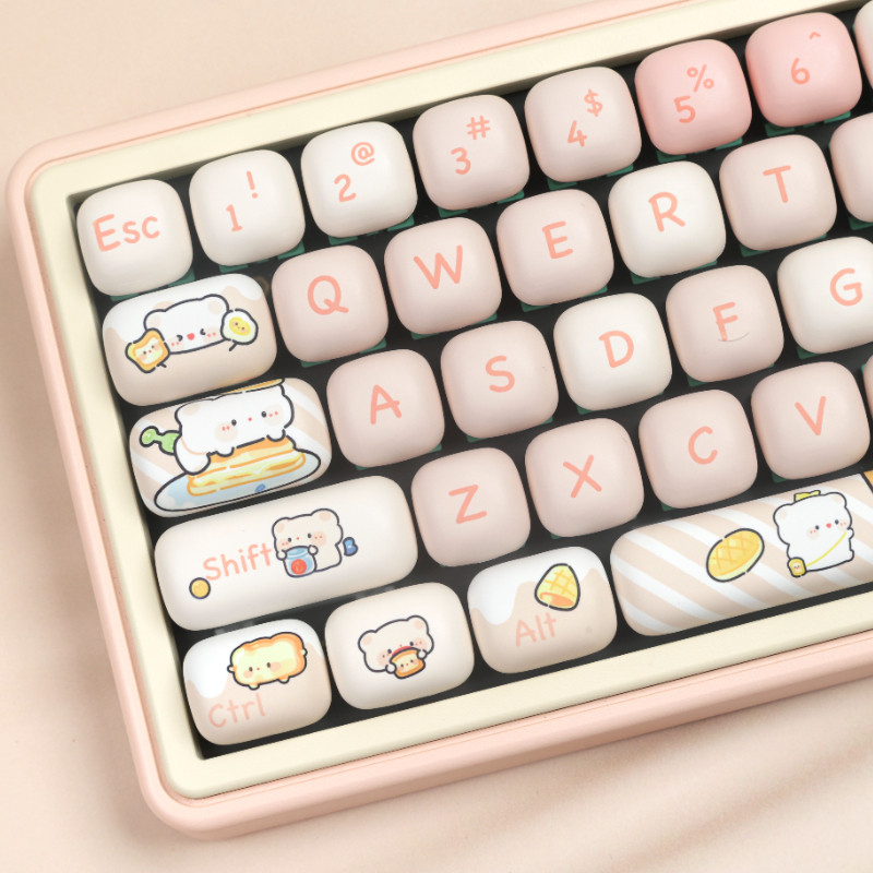 Cute and Personalized Bread Bear Mechanical Keyboard Key Cap 140key MOG ...