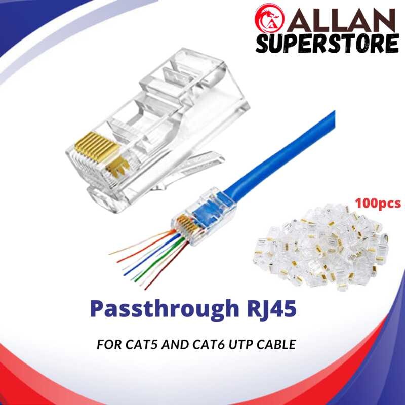 Superstore Allan Rj45 Pass Through (100Pcs) Cat6/Cat5e Cable Cat 5E Lan ...