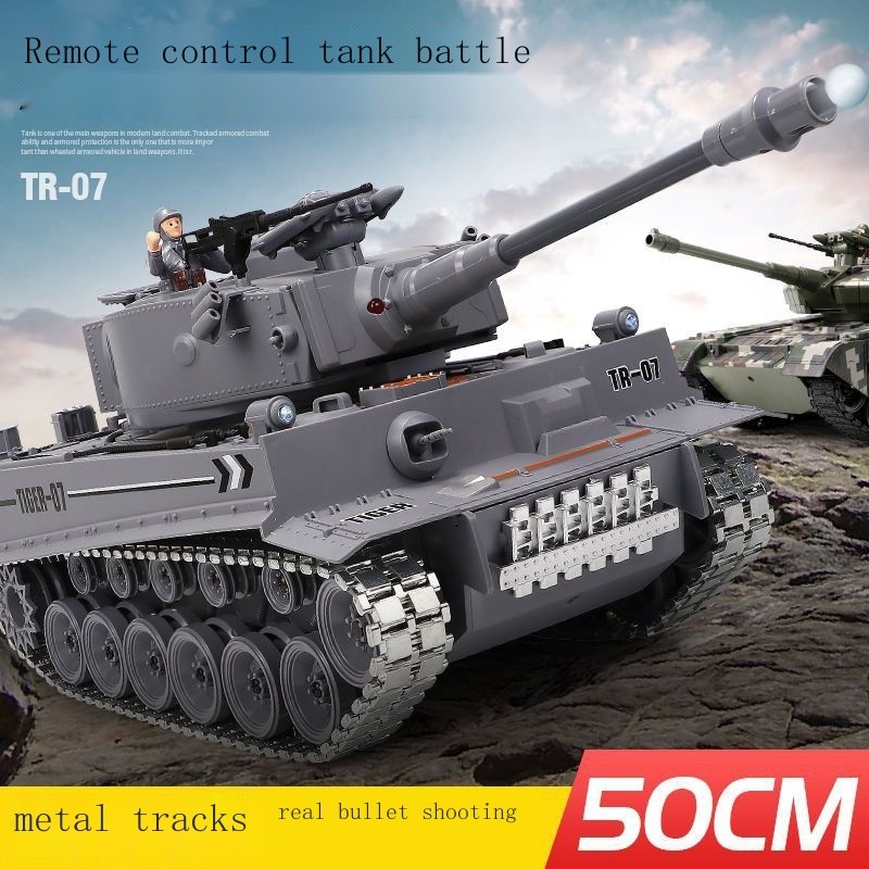 Oversized remote control tiger tank tracked metal rechargeable ...
