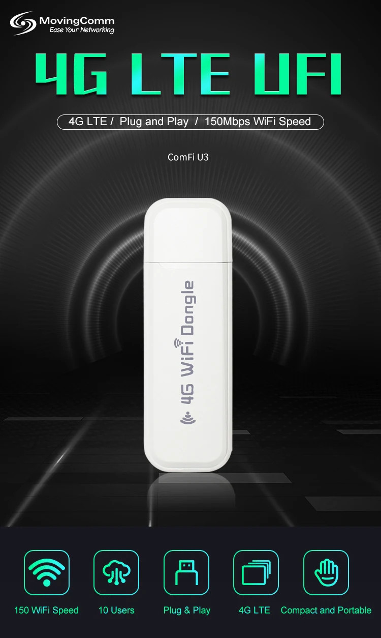 U600 4G USB Modem WiFi Hotspot Portable High-Speed Internet Plug & Play ...