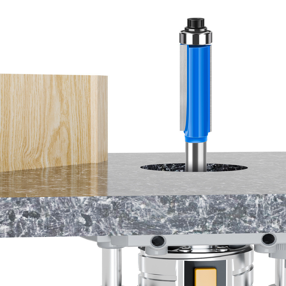 8mm Shank Flush Trim Router Bit with Bearing, Double Flute Straight Bit ...