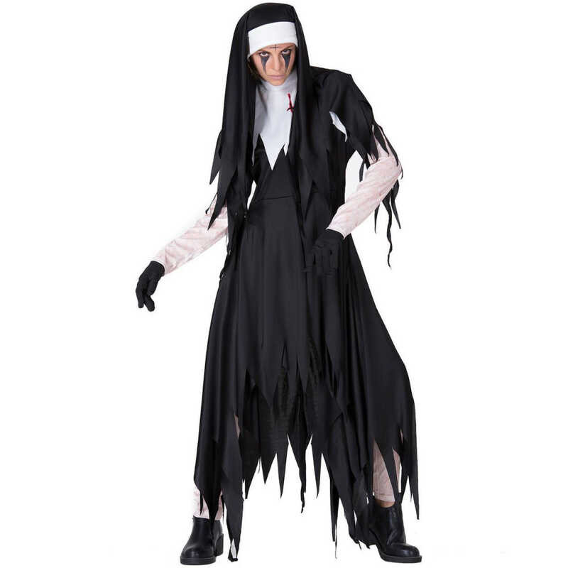 The Movie Nun Valak Cosplay Costume Scary Vampire Dress Headf Necklace ...