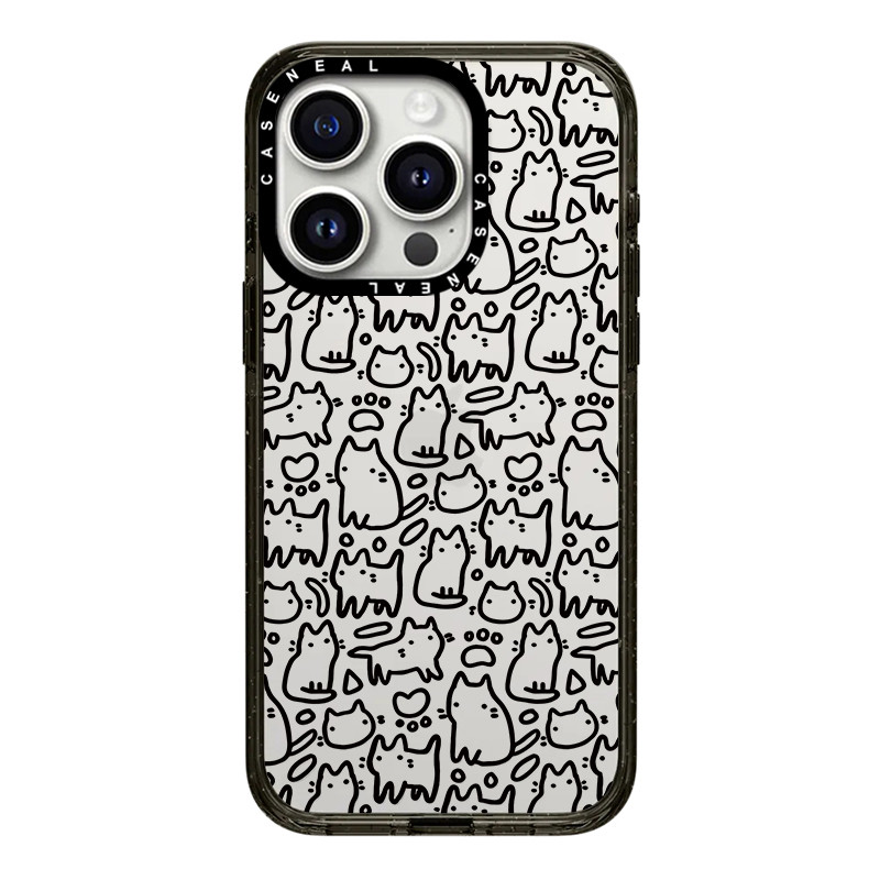 CASENEAL Graffiti Line Cat Transparent Acrylic Phone Case For iPhone 16 ...