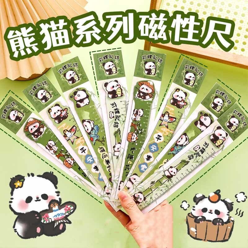 Cute Panda Magnetic Bookmark Ruler Student Creative Bendable Ruler ...