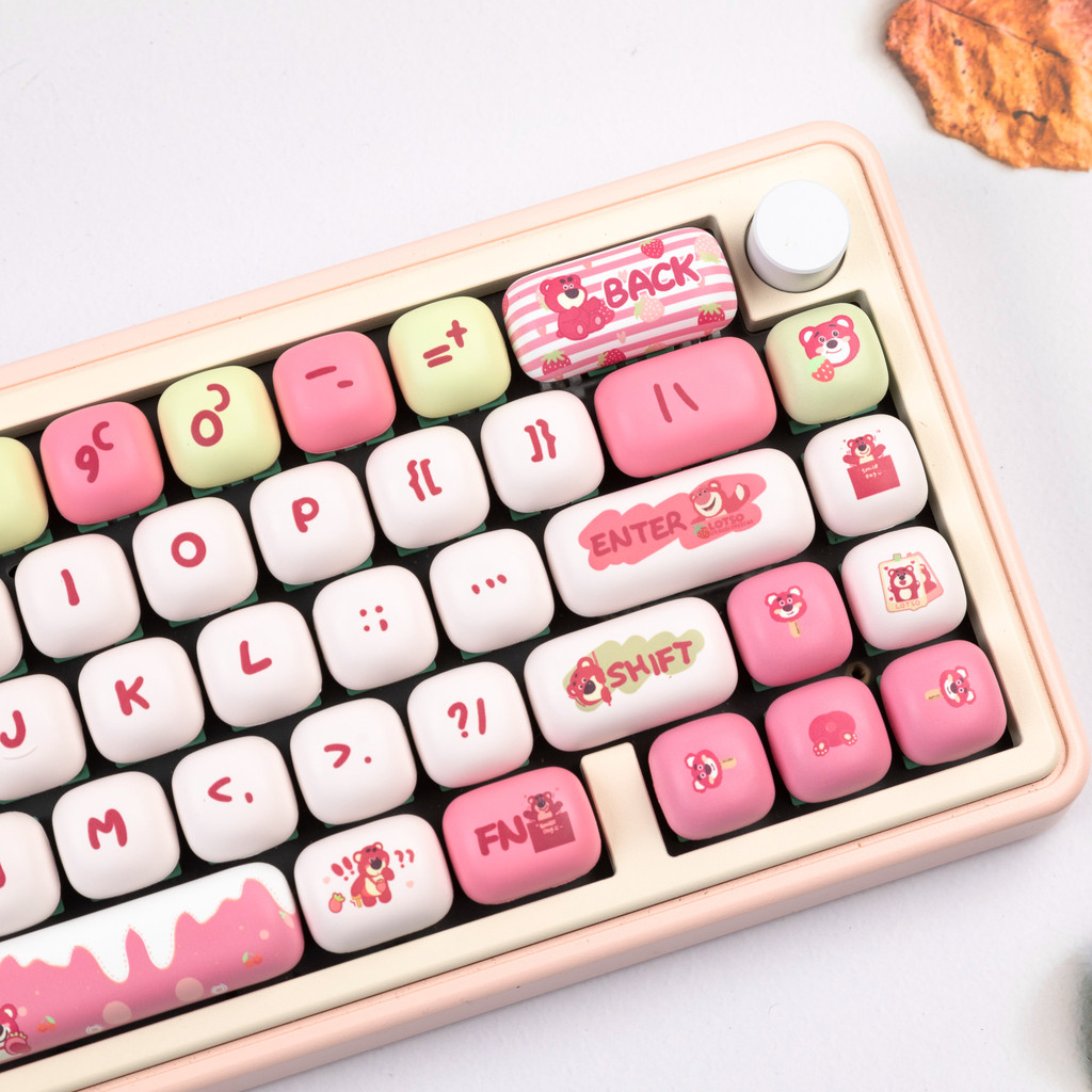 Strawberry Bear Keycaps MOG Profile Cute Round PBT DYE-Sublimation for ...