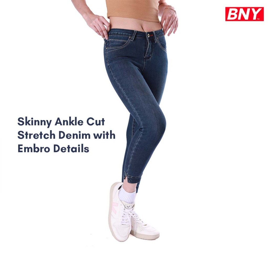 BNY Ladies' Skinny Ankle Cut Stretch Denim With Embro Details (347 ...