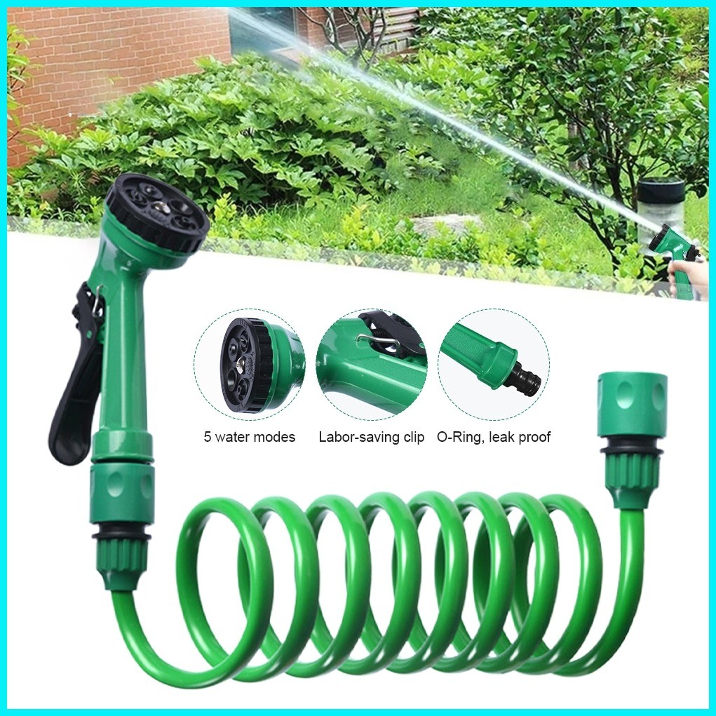 7.5/15/30M Garden Hose Telescopic Spring Water Hose 5 Kinds of Spray ...