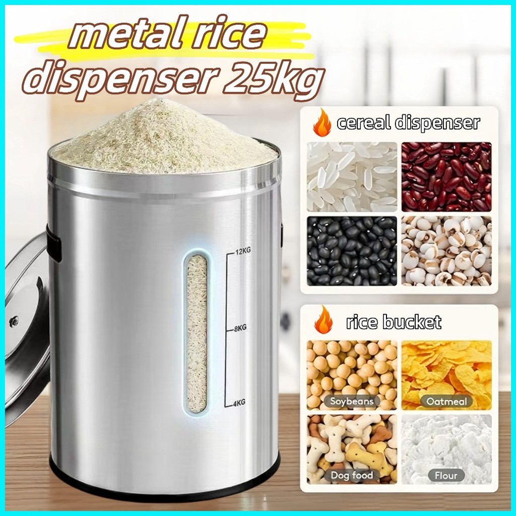 Stainless Steel Rice dispenser 25kg Bucket M Pot InsectProof Moisture ...