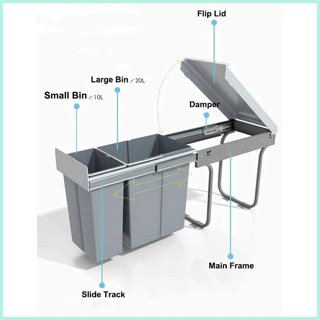 30L/40L Pull Out Trash Bin Storage Bin With Lid Large Capacity With ...