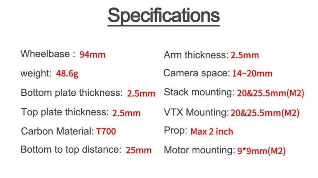 AXISFLYING CINEON C20 2 Inch / C25 2.5 Inch Drone Frame KIT Support For ...