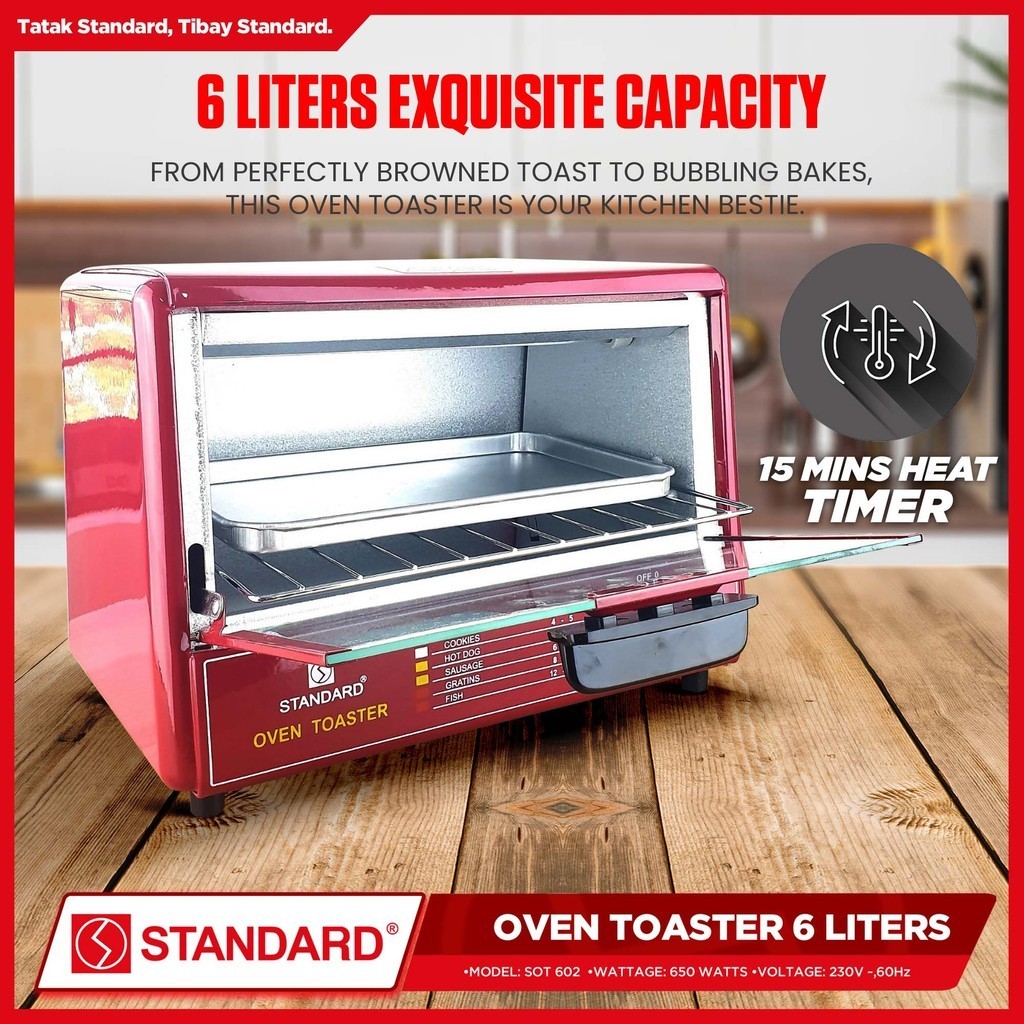 Standard Oven Toaster SOT:602 Red 600 watts | Shopee Philippines