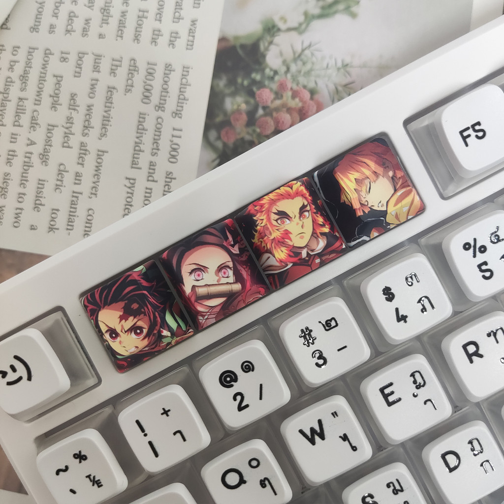 4pcs Demon Slayer Keycap Cherry R4 PBT Dye Sublimation Mechanical ...