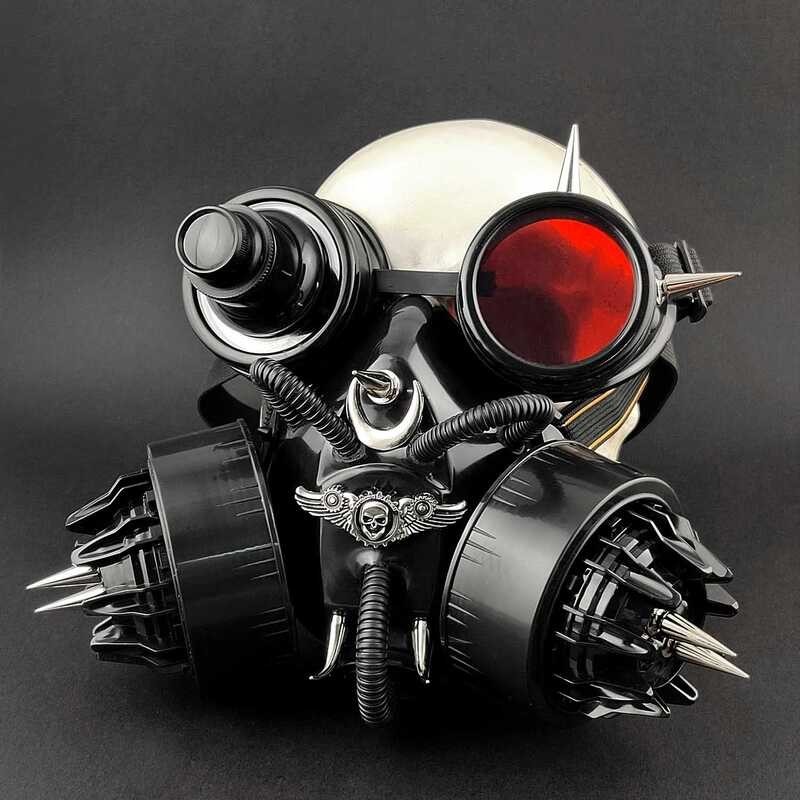 Punk New Gothic Steampunk Gas Mask Respirator Gamit Ang Mga Goggles ...