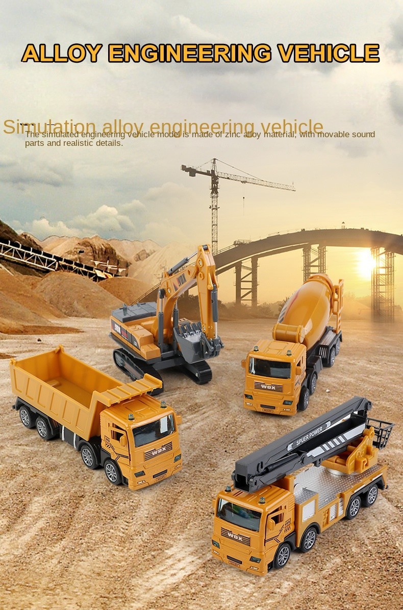 Alloy Engineering Vehicle Boy Simulation Excavator Mixer Truck Oil Tank ...