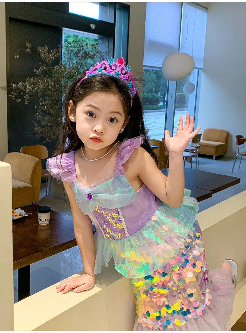 Kids Mermaid Princess for Girls Dress Up Ariel Costume Disney Cartoon ...