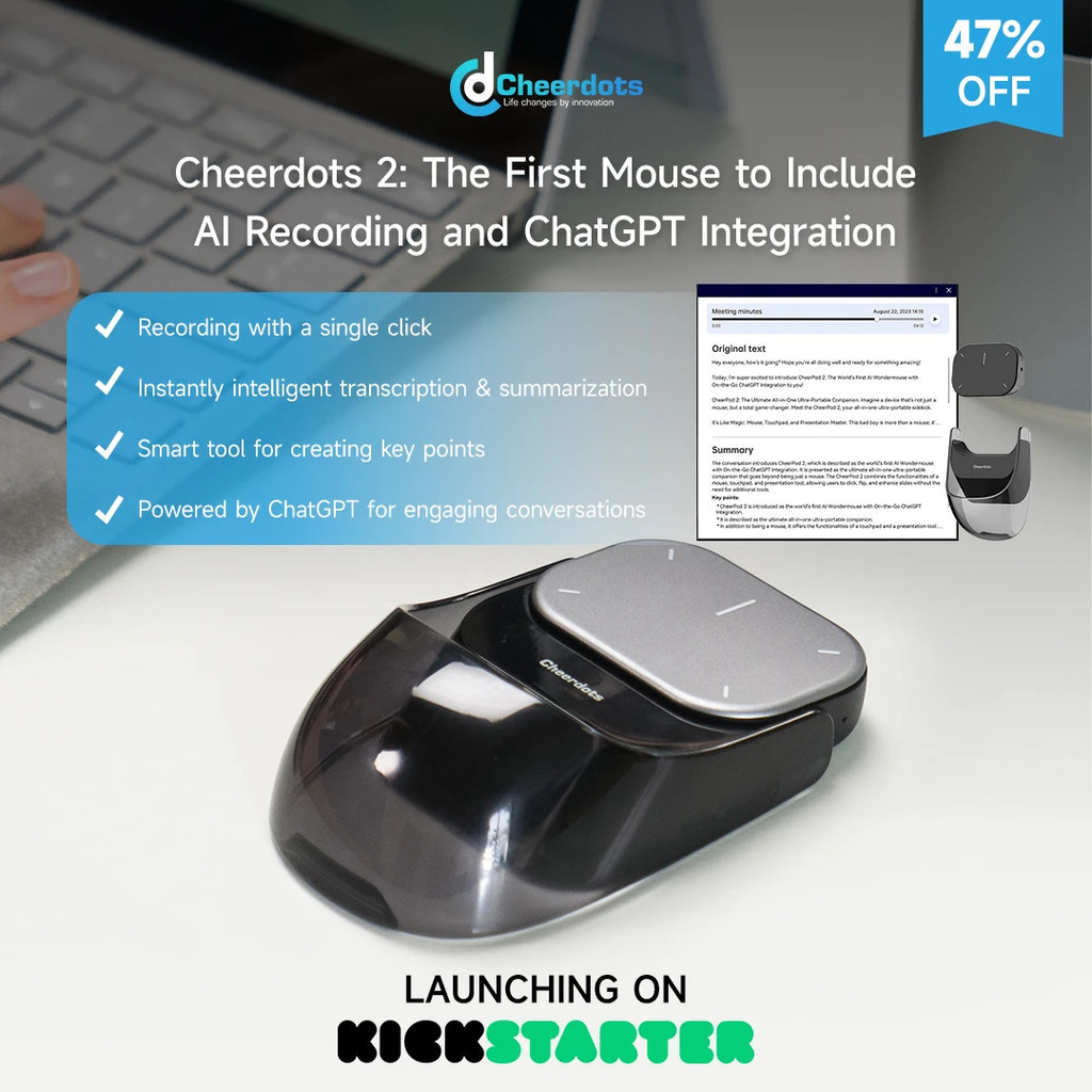 CheerTok Cheerdots 2 Wireless Touchpad All-in-one Pocket AirMouse AI Recording ChatGPT Enabled ...