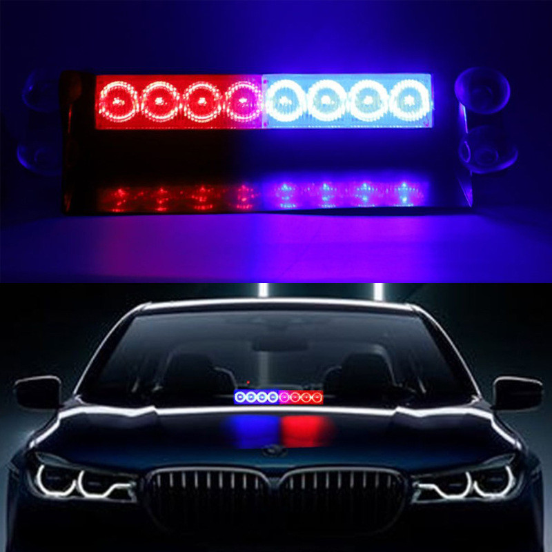 12V Red And Blue Warning Strobe Lights Car Led Emergency Flashing ...