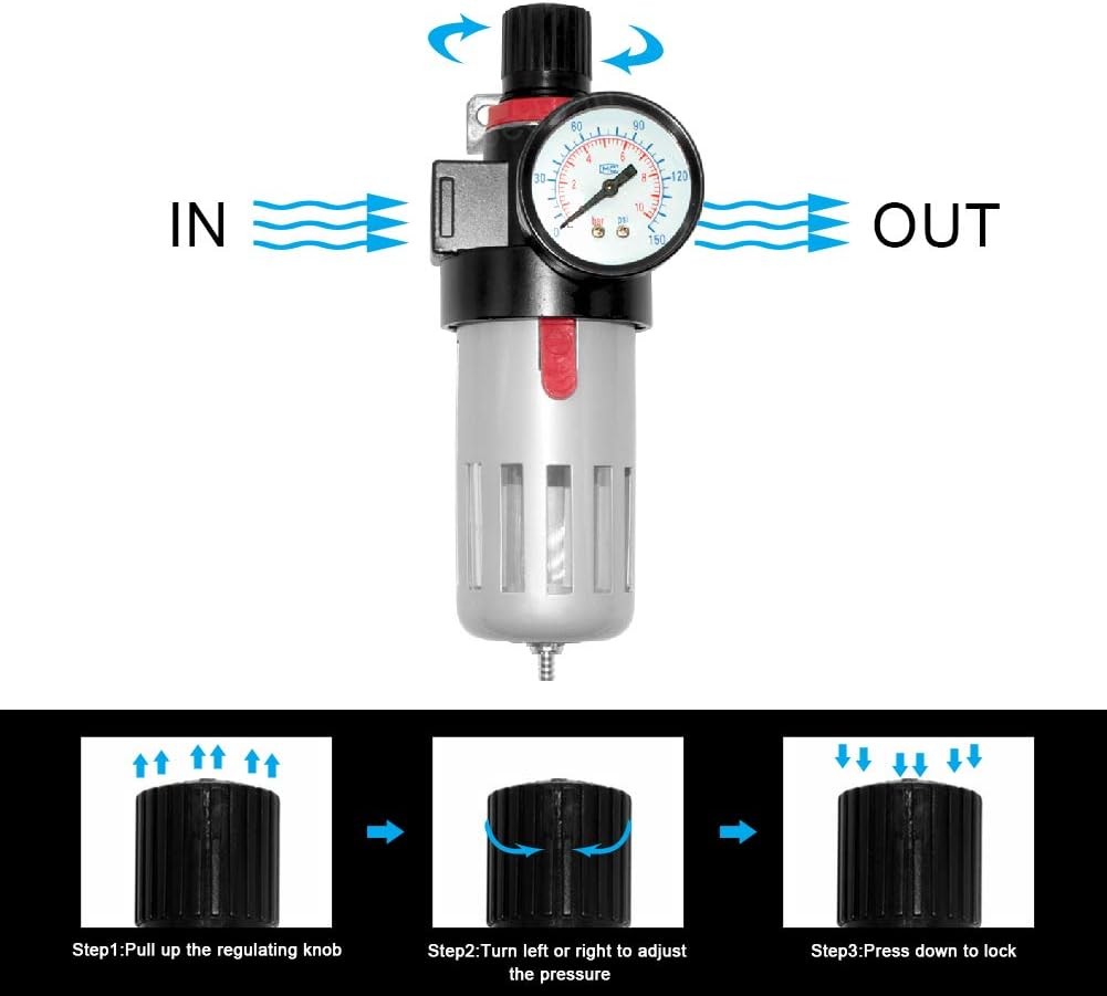 BFR4000 1/2 Air Compressor Oil Water Separator Filter Regulator Air ...