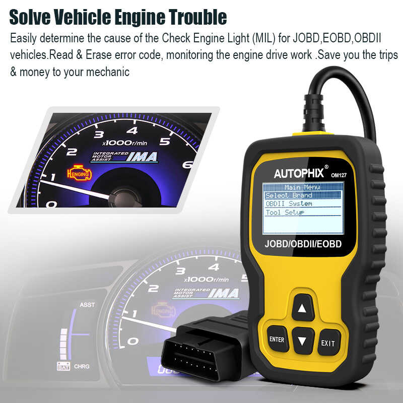 Om127 Autophix Car Code Reader EOBD JOBD Auto Diagnostic Tool For ...