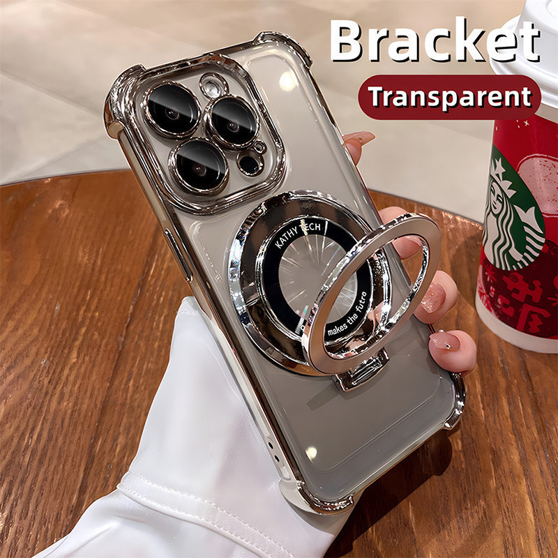 Luxury Ring Bracket Magnetic Plating Phone Case for IPhone 16 15 14 13 ...