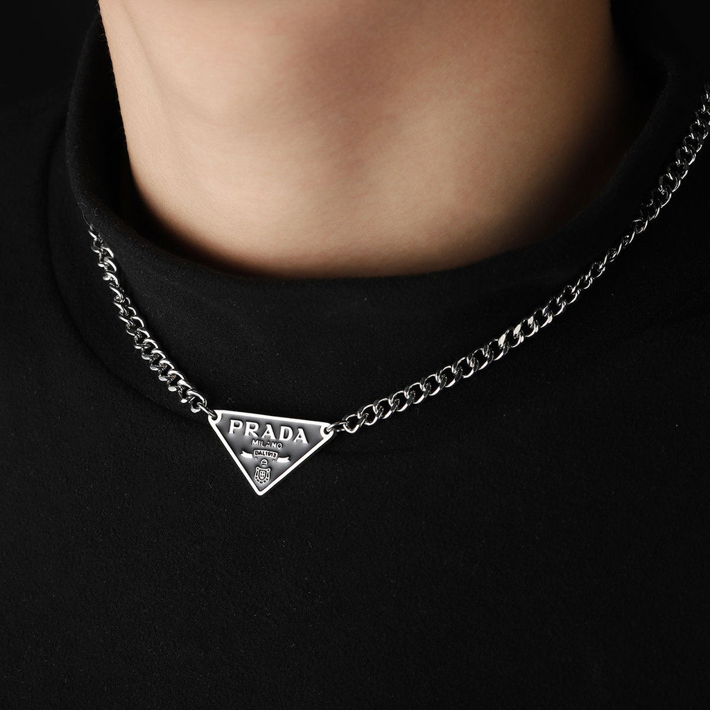 PRADA Necklace Men's Letter Triangle Personalized Design Unisex Style ...