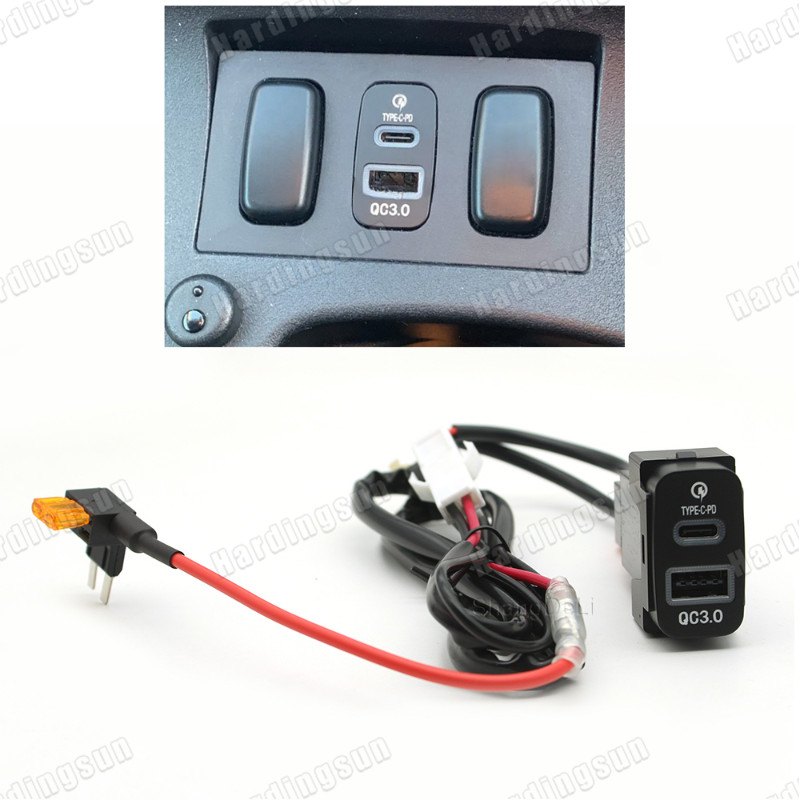 20X35mm Car Charger Adapter Dual USB TYPE-C PD Fast Phone Charger For ...